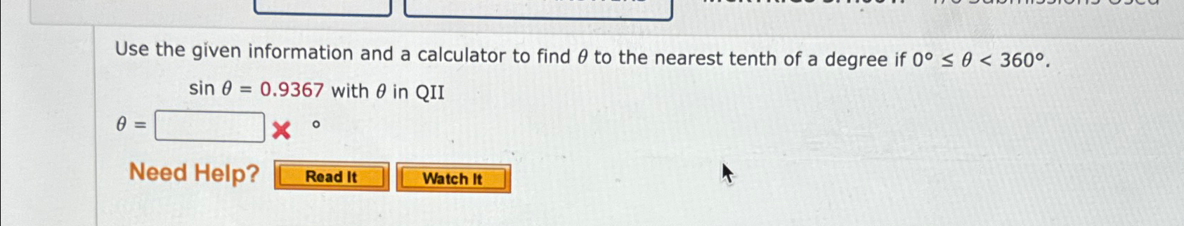 Solved Use the given information and a calculator to find θ | Chegg.com