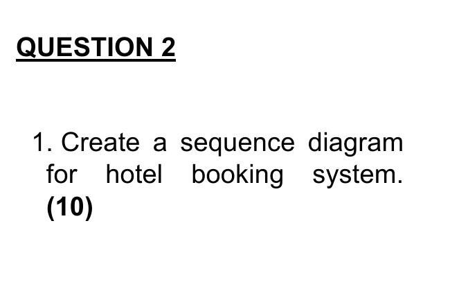 Solved QUESTION 2 1. Create a sequence diagram for hotel | Chegg.com