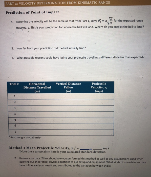 BALLISTICS WORKSHEET PS 113L - Intro Physics I | Chegg.com