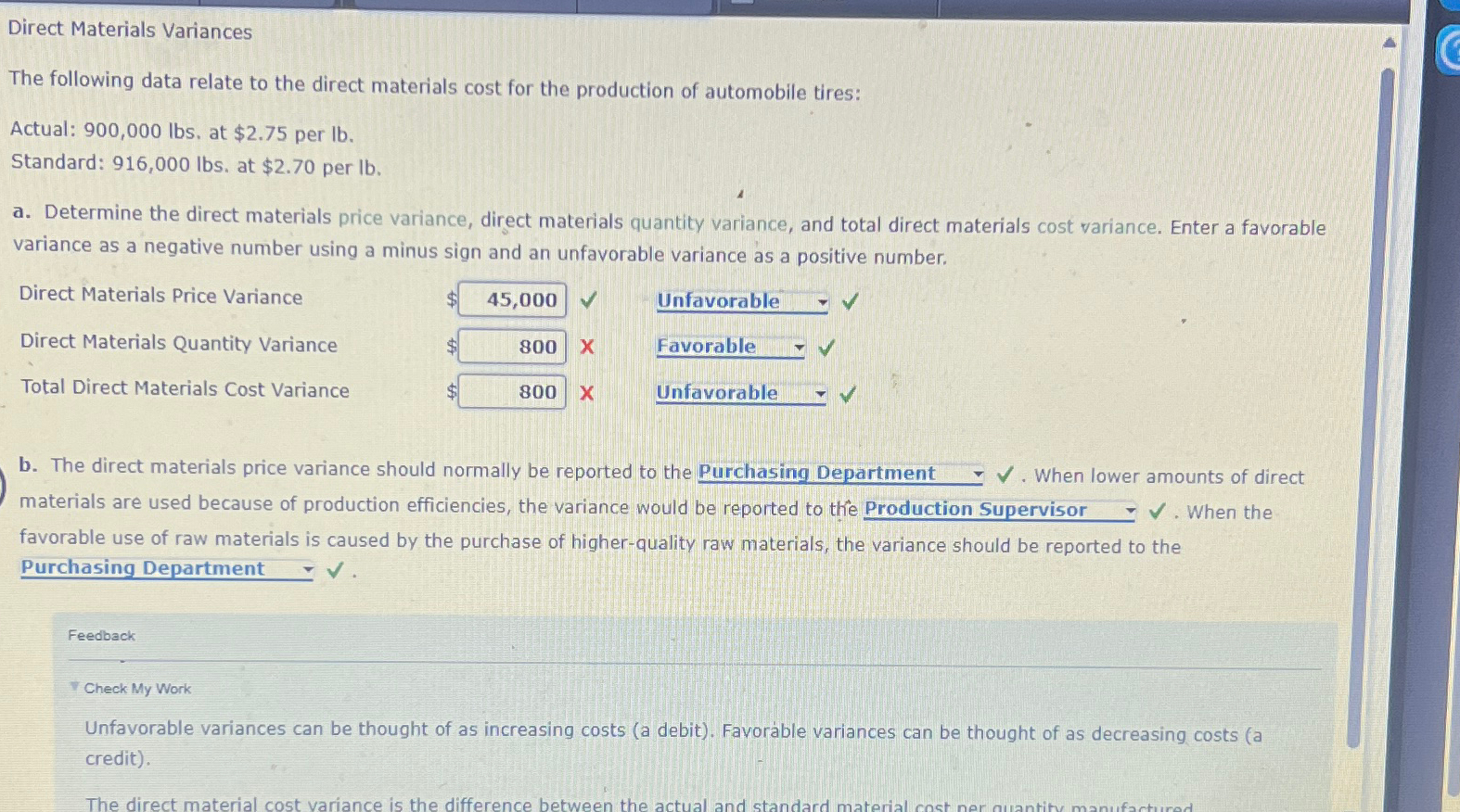 Solved Direct Materials VariancesThe following data relate | Chegg.com