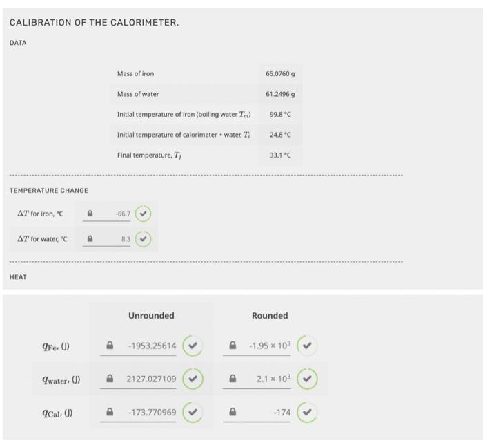 [Solved]: CALIBRATION OF THE CALORIMETER. [ text { DATA }