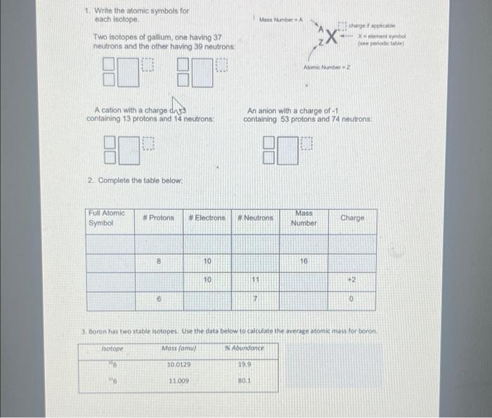 Solved 1. Write the atomic symbols for each isotope. Two | Chegg.com