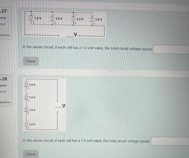 Solved In the above circuit, if each cell has a 1.5 ﻿volt | Chegg.com