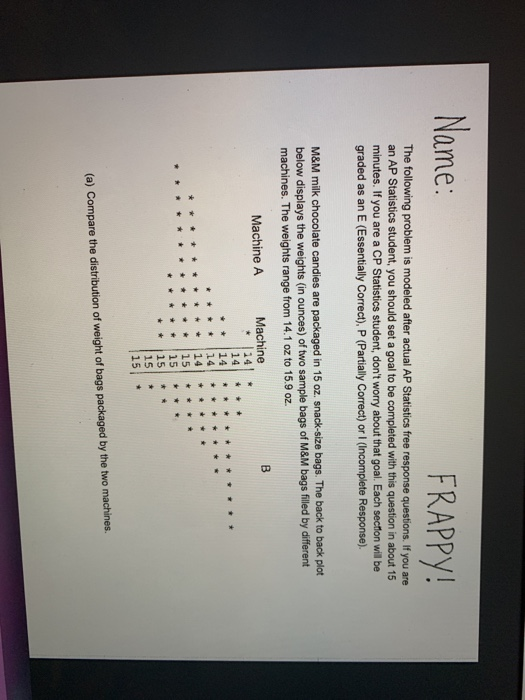 Solved Name: FRAPPY! The following problem is modeled after | Chegg.com