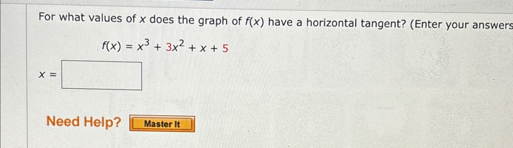 Solved For what values of x ﻿does the graph of f(x) ﻿have a | Chegg.com