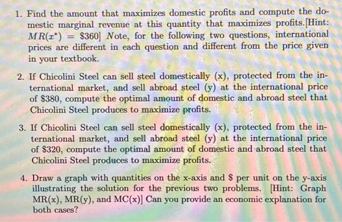 Solved Consider the example of Freedonia's Chicolini Steel | Chegg.com