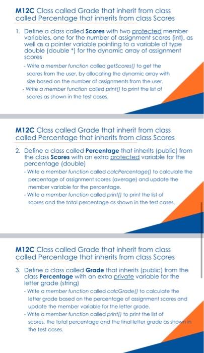 Solved M12C Class called Grade that inherit from class | Chegg.com