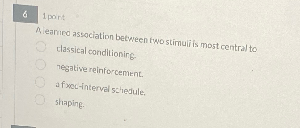 Solved 61 ﻿pointA learned association between two stimuli is | Chegg.com