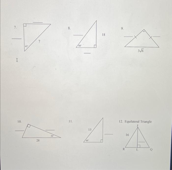 Solved Find the missing sides. 8. 11. 12. Equilateral | Chegg.com