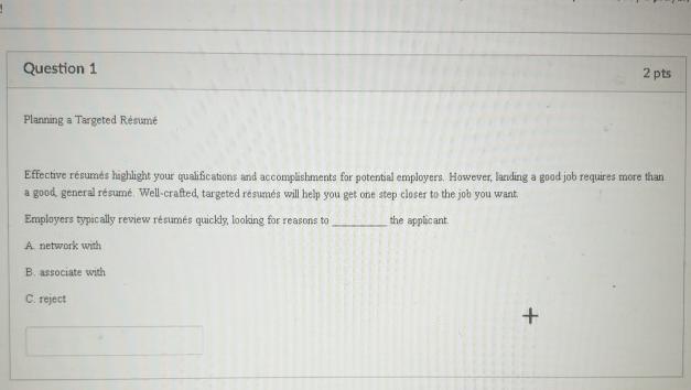 Solved Question 12 ﻿ptsPlanning a Targeted RèsuméEffective | Chegg.com