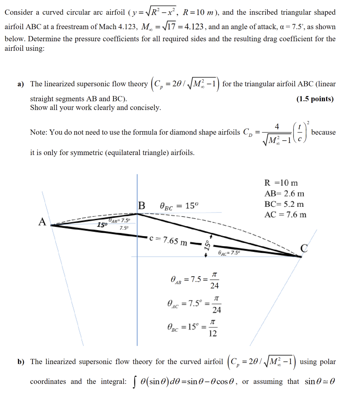 Solved Consider a curved circular arc airfoil | Chegg.com