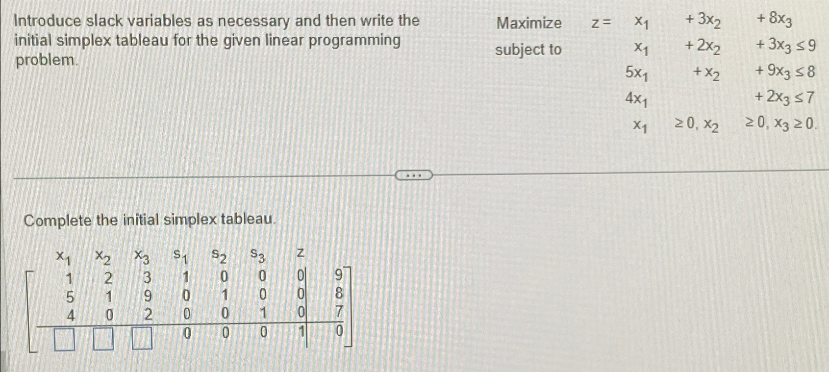 Solved Introduce slack variables as necessary and then write | Chegg.com Solved Introduce slack variables as necessary and then write | Chegg.com