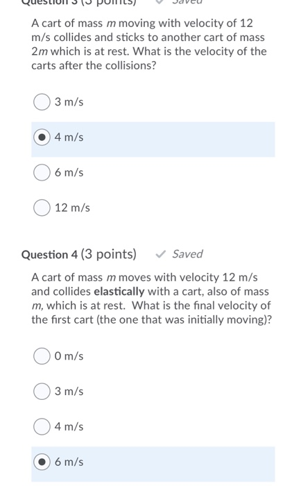 Solved Question 1 (2 pour Consider two objects that collide | Chegg.com