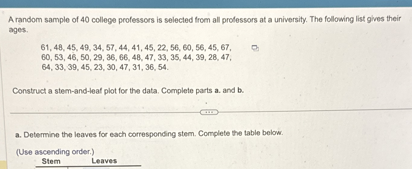 Solved A random sample of 40 ﻿college professors is selected | Chegg.com