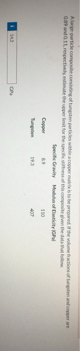 Solved A large-particle composite consisting of tungsten | Chegg.com