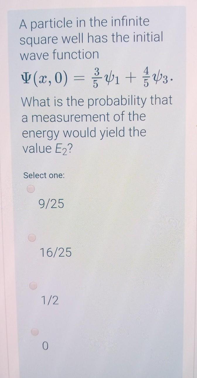 Solved A particle in the infinite square well has the | Chegg.com
