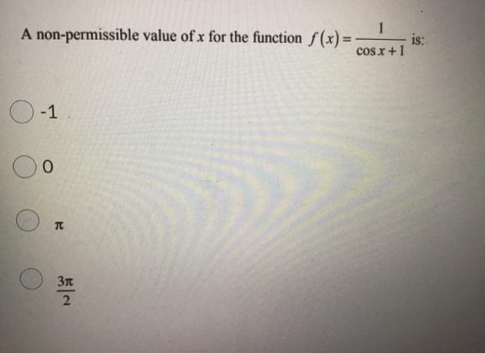 Solved 1 A non-permissible value of x for the function f(x) | Chegg.com