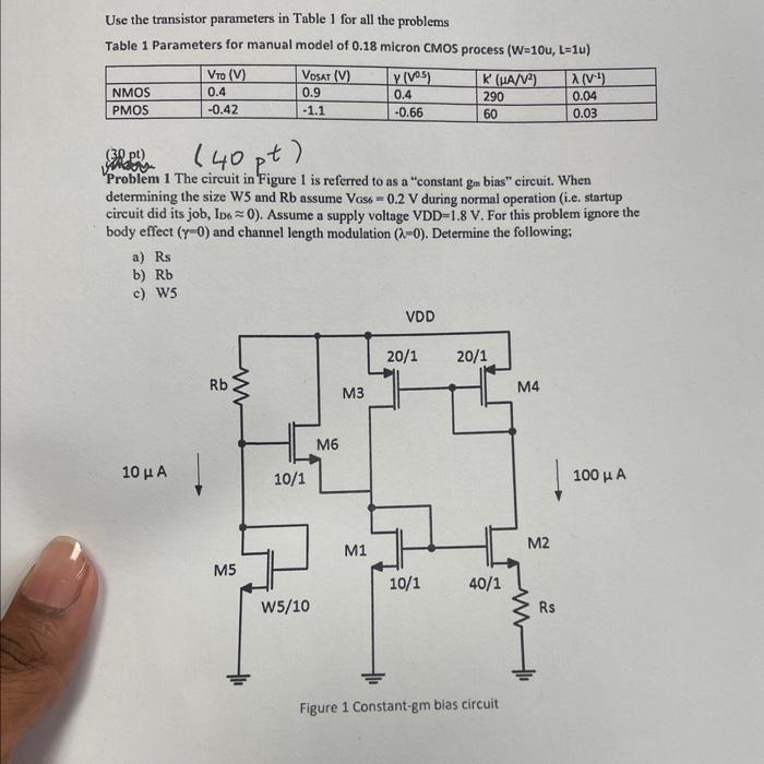Solved Use the transistor parameters in Table 1 for all the | Chegg.com