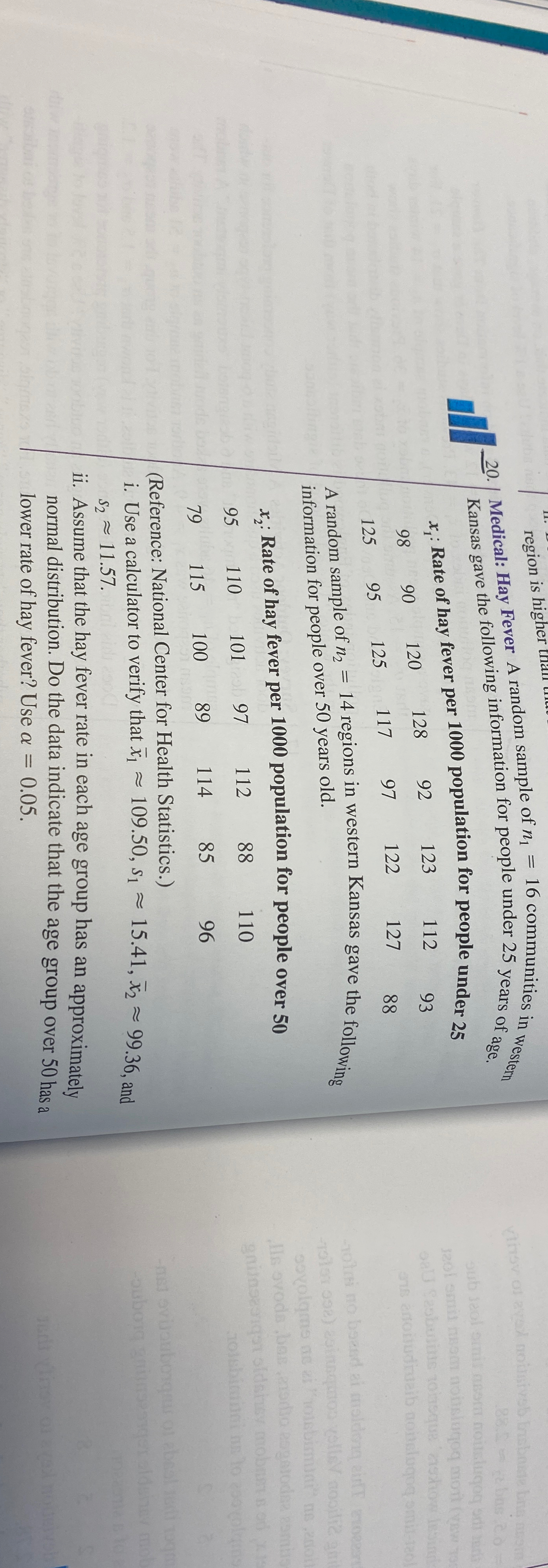 Solved Medical: Hay Fever A random sample of n1=16 | Chegg.com
