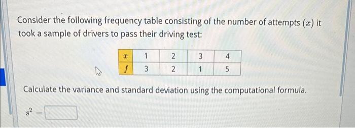 Solved Consider the following frequency table consisting of | Chegg.com