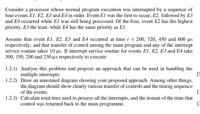 Solved Consider A Processor Whose Normal Program Execution 9776