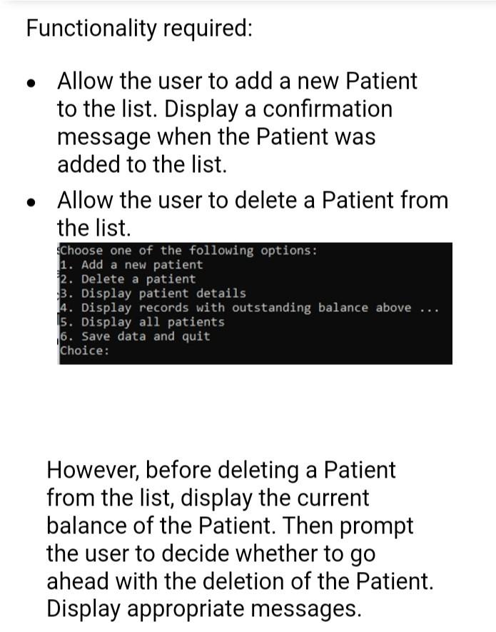 Solved Functionality required: - Allow the user to add a new | Chegg.com