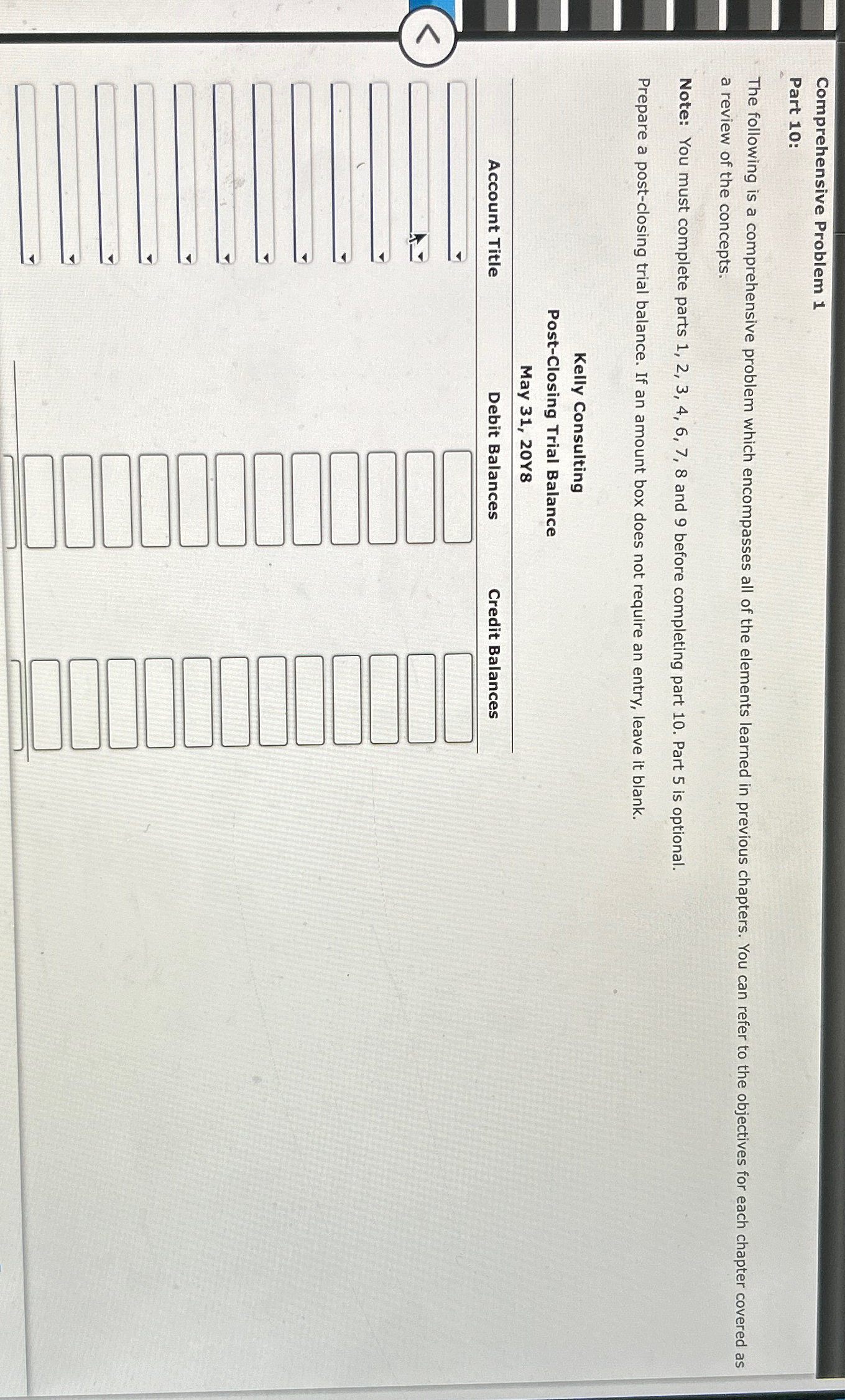 Comprehensive Problem 1Part 10:The following is a | Chegg.com
