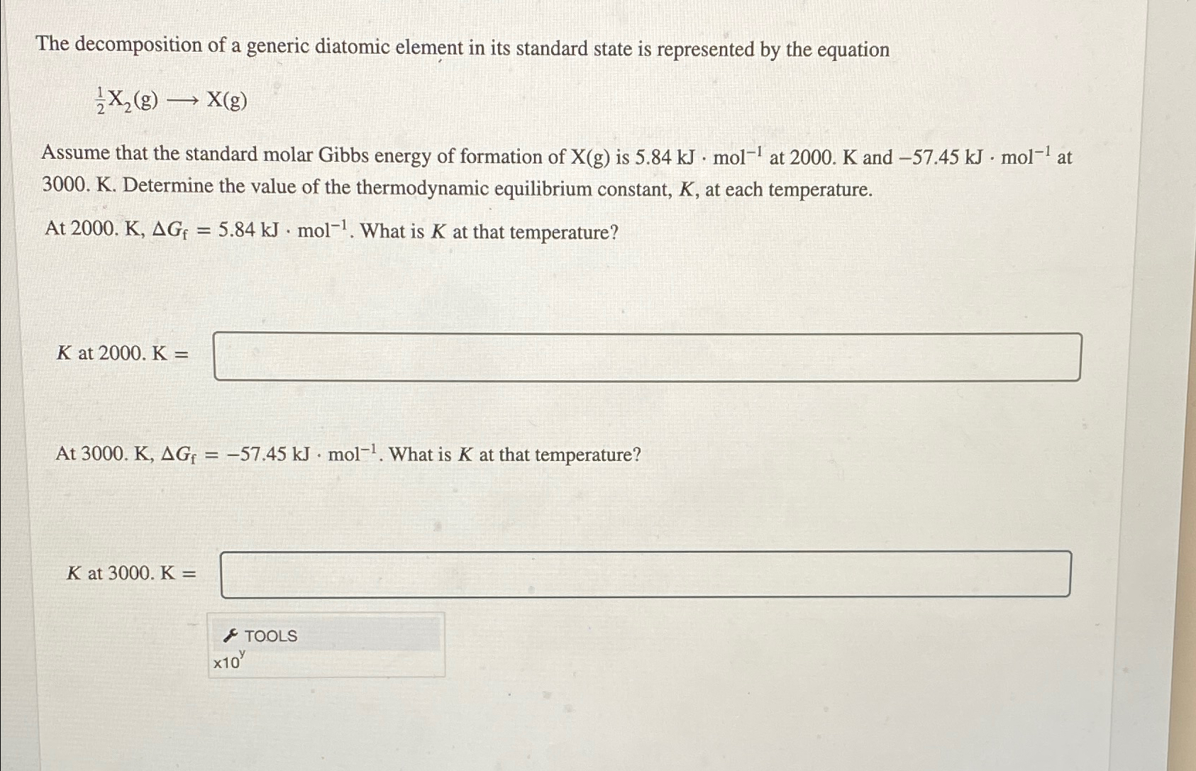Solved The decomposition of a generic diatomic element in | Chegg.com
