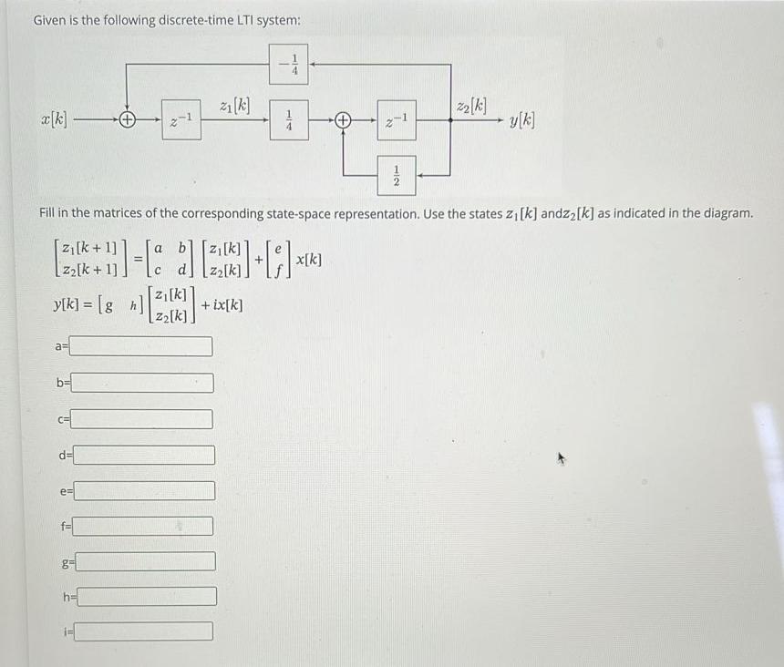Solved Given is the following discrete-time LTI system:Fill | Chegg.com