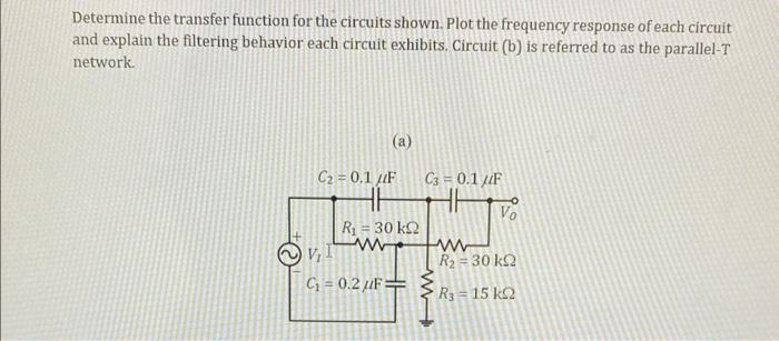 Solved Determine the transfer function for the circuits | Chegg.com