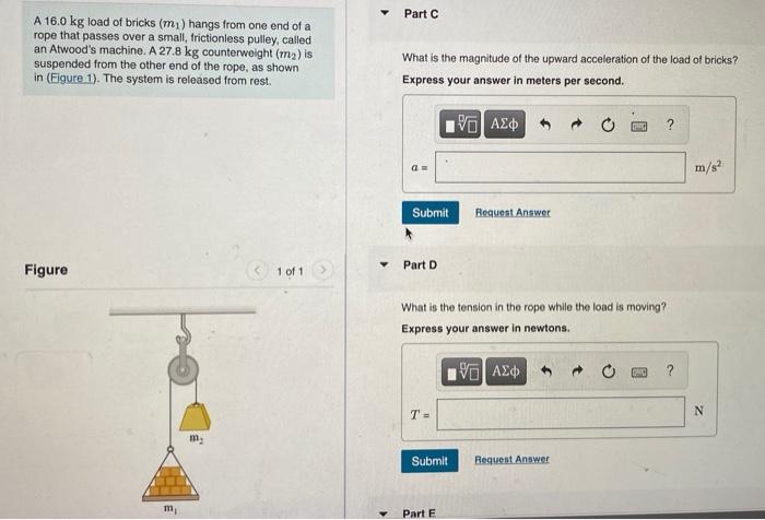 Solved A 16.0 kg load of bricks (m1) hangs from one end of a | Chegg.com