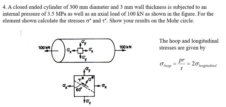 Solved A closed ended cylinder of 300mm ﻿diameter and 3mm | Chegg.com