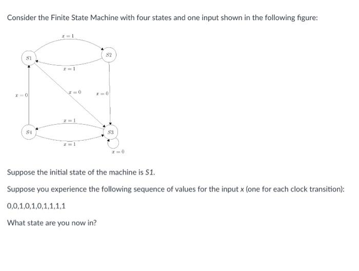 Solved Consider the Finite State Machine with four states | Chegg.com