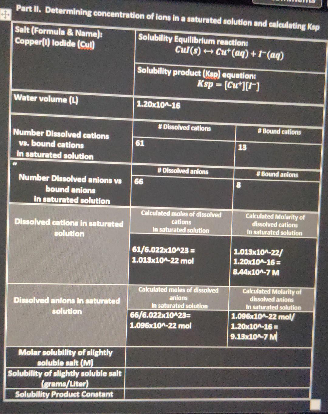 Solved please help me with the last three calculations in | Chegg.com