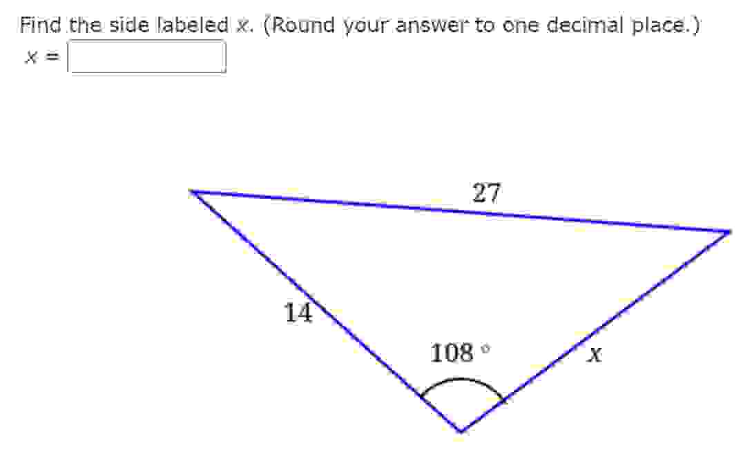Solved Find the side labeled x. (Round your answer to one | Chegg.com
