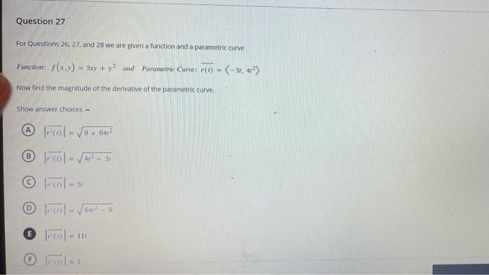 Solved Fot Questions 26,27 , and 28 we are given a function | Chegg.com