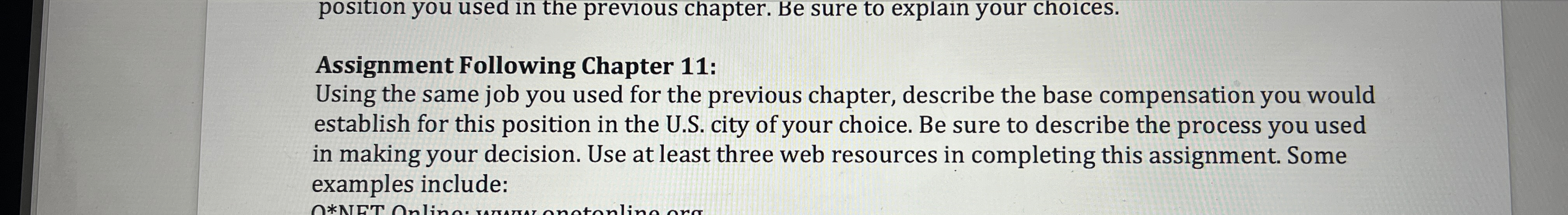 Solved Assignment Following Chapter 11:Using the same job | Chegg.com