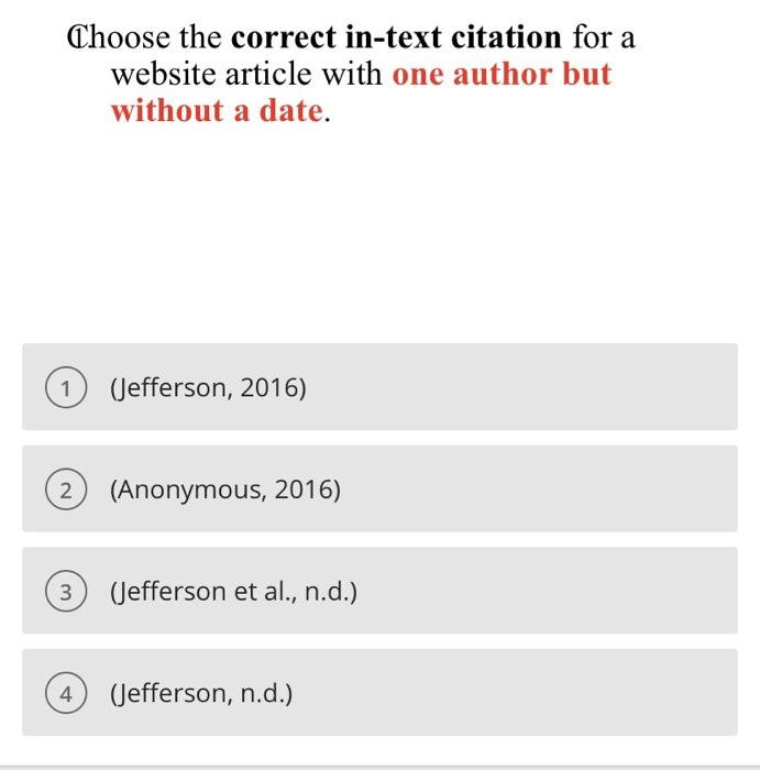 Solved Choose the correct in-text citation for a website | Chegg.com