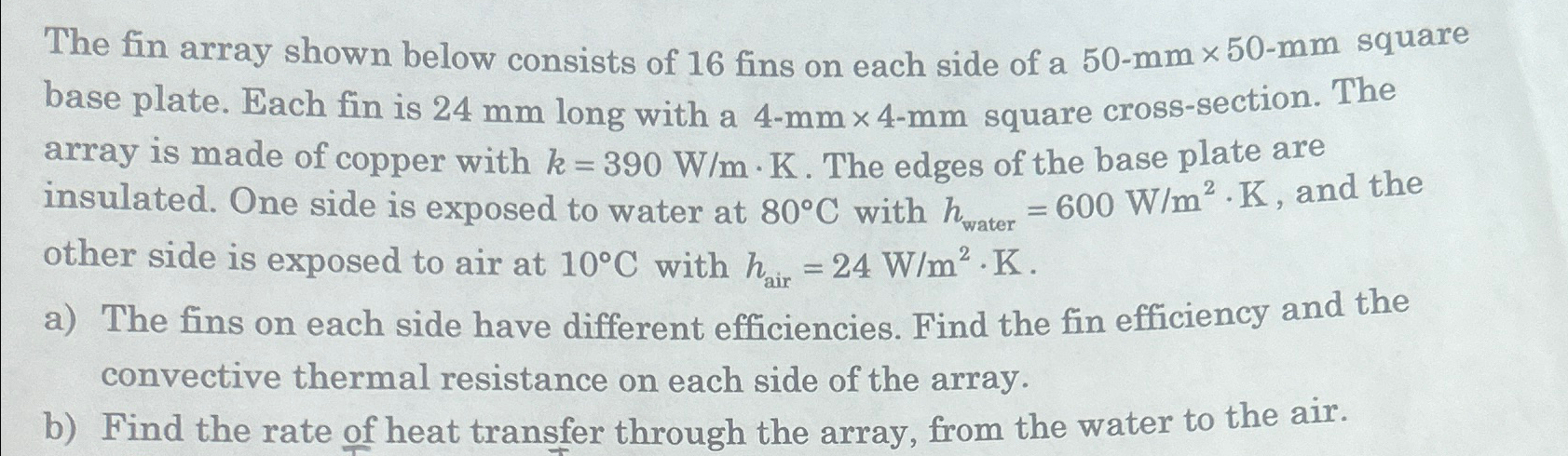 The fin array shown below consists of 16 ﻿fins on | Chegg.com