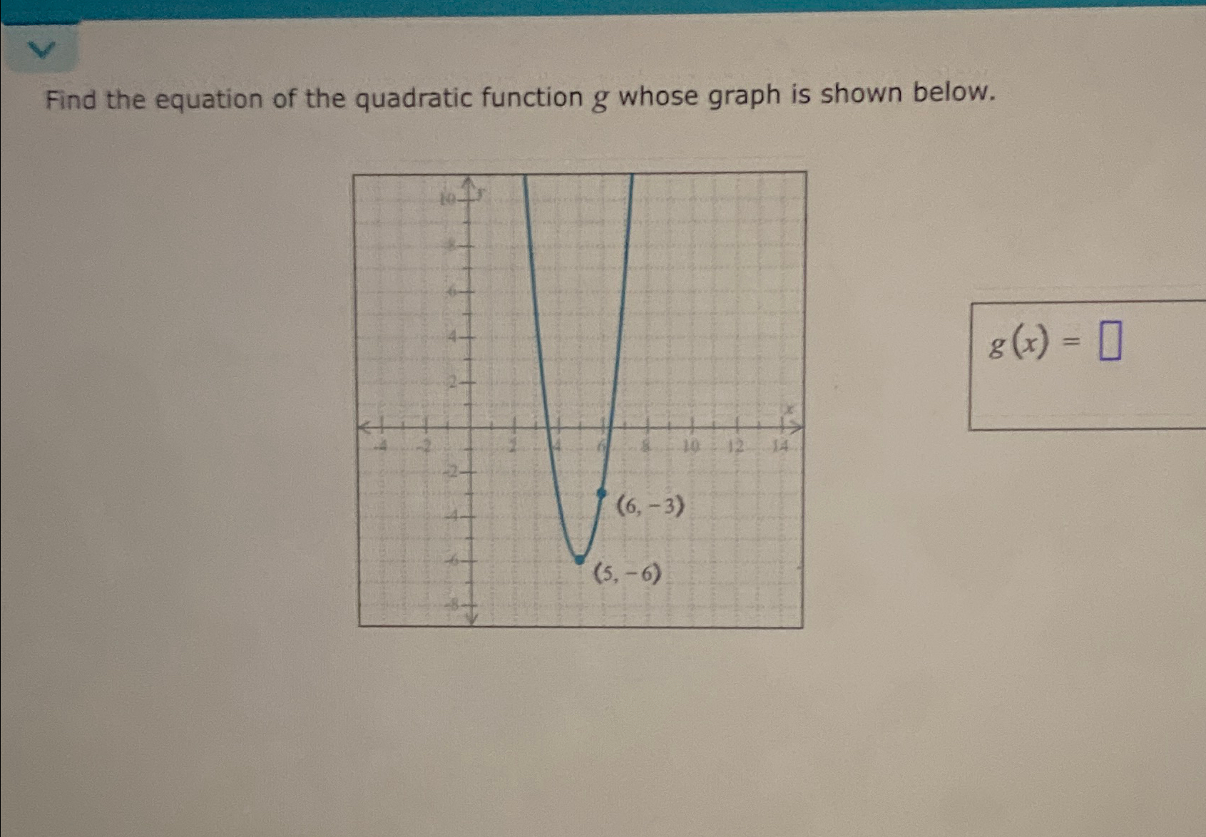 Solved Find the equation of the quadratic function g ﻿whose | Chegg.com