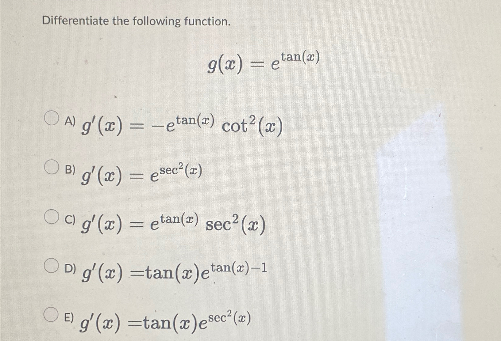 Solved Differentiate the following | Chegg.com