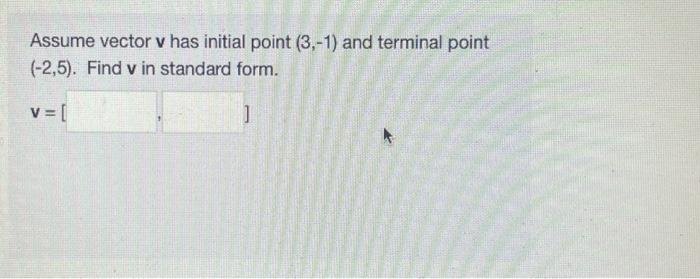 Solved Assume vector v has initial point (3,−1) and terminal | Chegg.com