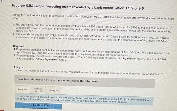 Solved Problem 9.5A (Algo) Correcting errors revealed by a | Chegg.com