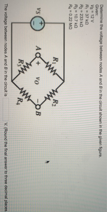 Solved Determine the voltage between nodes A and B in the | Chegg.com