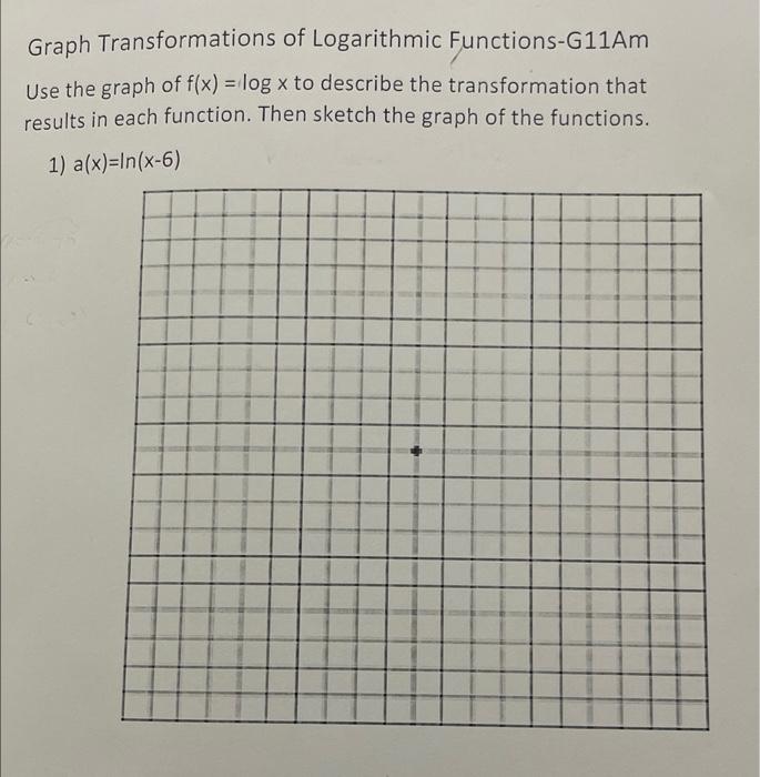 Solved Graph Transformations of Logarithmic Functions-G11Am | Chegg.com