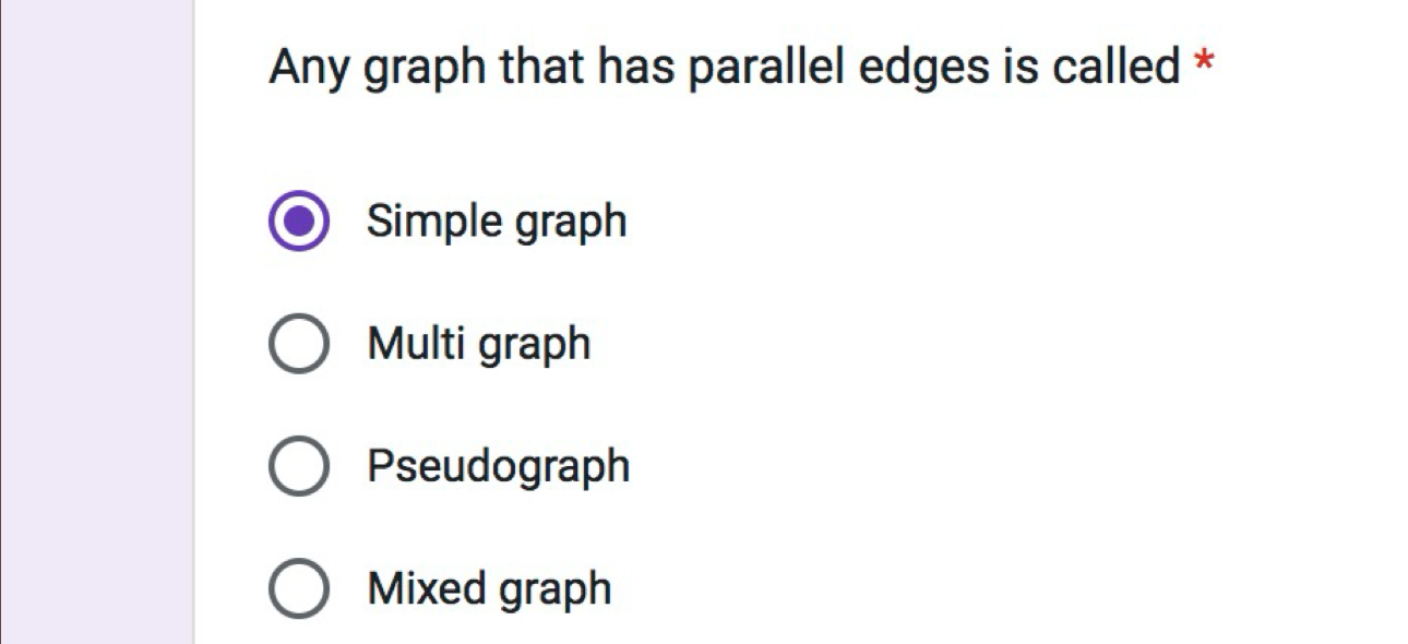 Solved Any graph that has parallel edges is called *Simple | Chegg.com
