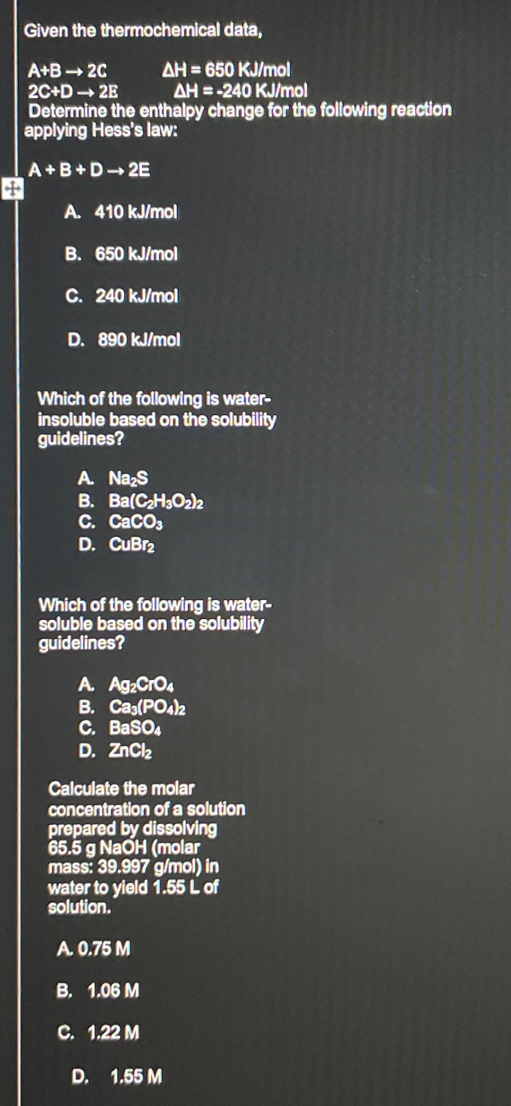 Solved Given the thermochemical | Chegg.com