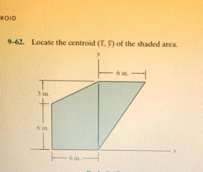 Solved 9-62. Locate the centroid (xˉ,yˉ) of the shaded area. | Chegg.com