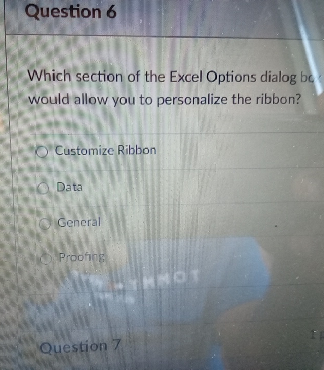 Solved Question 6Which section of the Excel Options dialog | Chegg.com