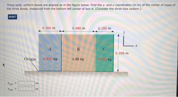 Solved Three solid, uniform boxes are aligned as in the | Chegg.com